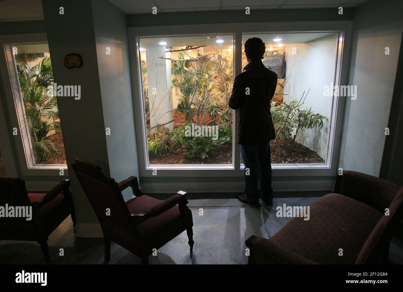 Marty Dunne likes to relax by observing from behind glass the birds in ...