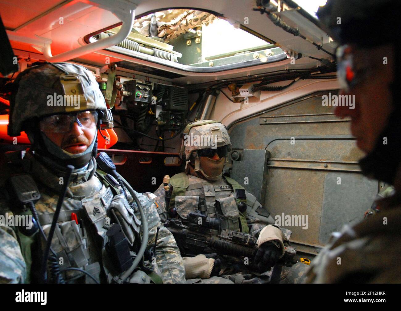 Inside a Stryker combat vehicle during the training at Fort Polk ...