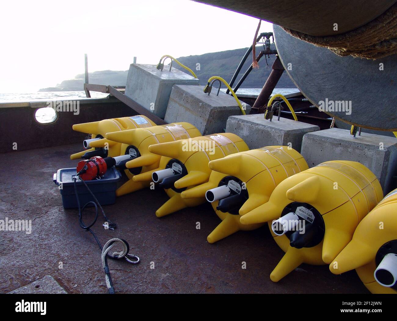 A set of acoustic receivers await deployment for a permanent POST line ...
