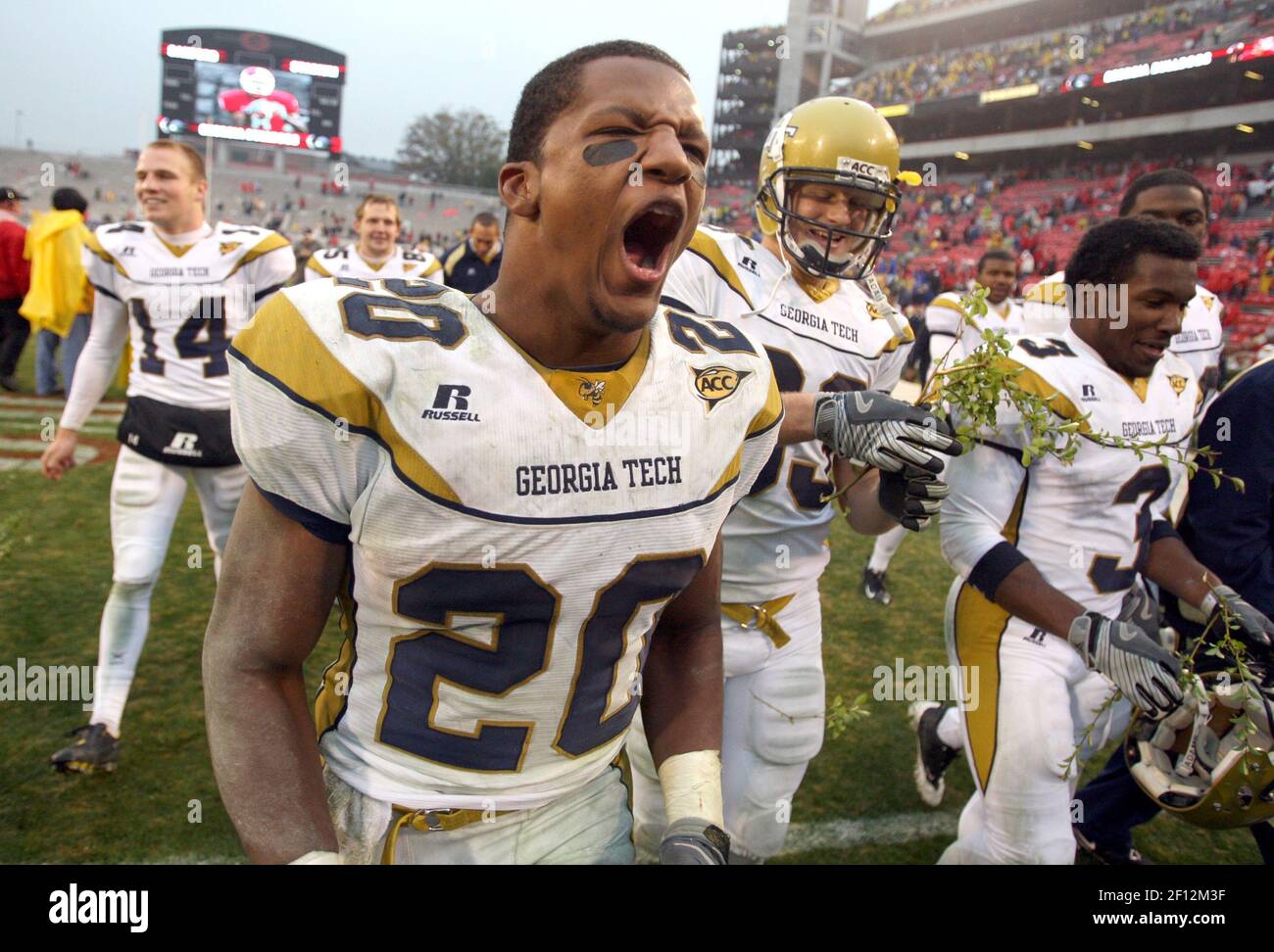 Georgia Tech running back Roddy Jones (20) celebrates Tech's 45-42 win ...