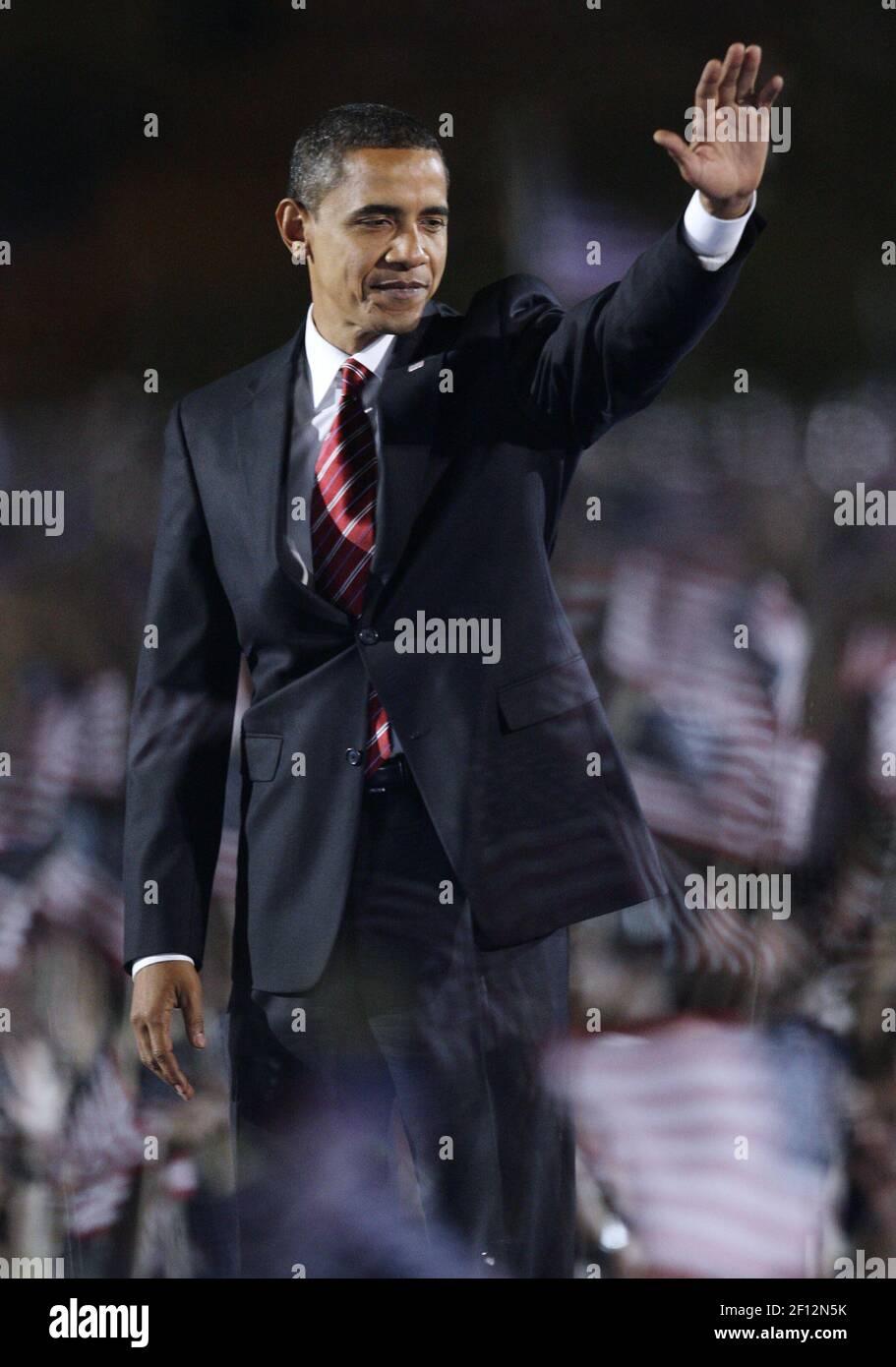President-elect Barack Obama waves to supporters after giving his ...