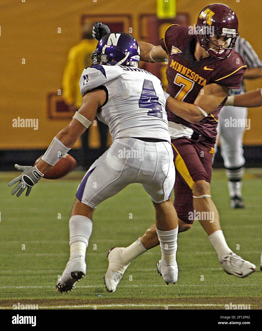 Northwestern safety Brendan Smith (4) intercepted this pass late in the ...