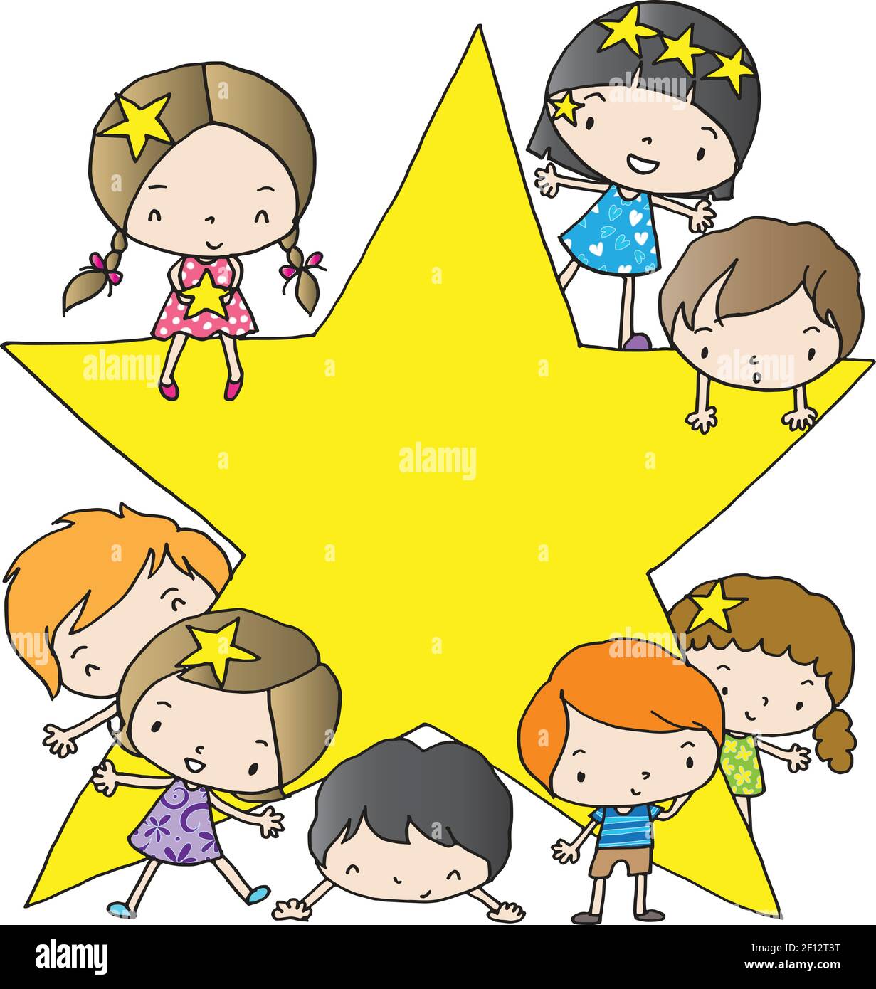 Vector cartoon children star border background Stock Vector Image & Art ...