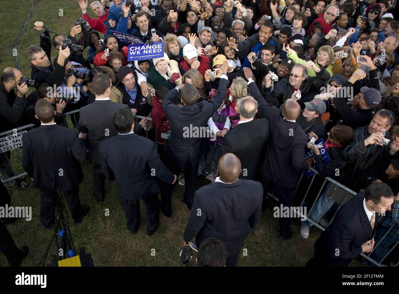 Democratic Presidential candidate Sen. Barack Obama greets supporters ...