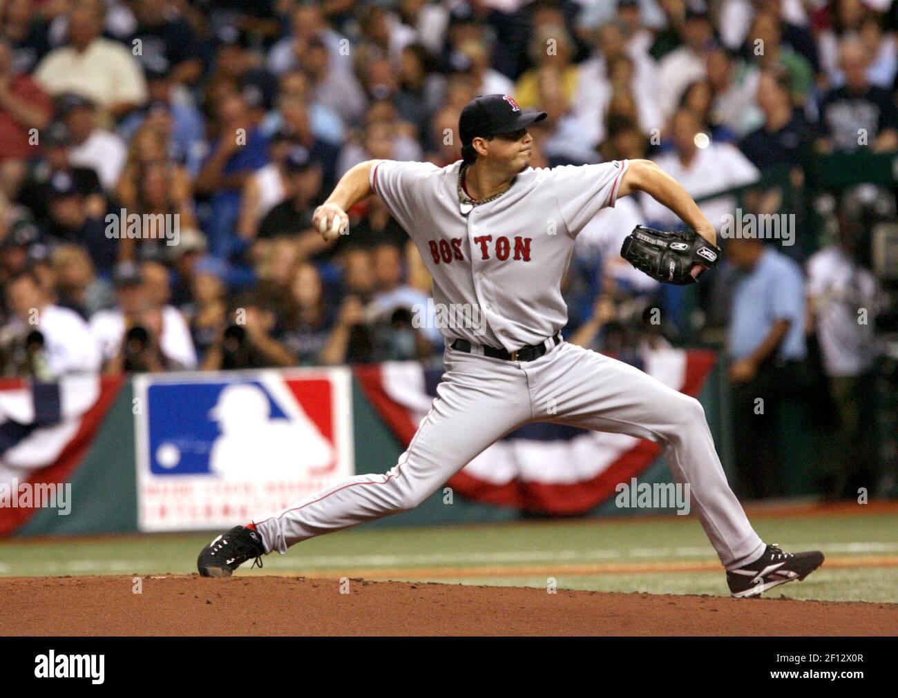 Boston Red Sox's Josh Beckett pitches during Game 2 of the ALCS against ...