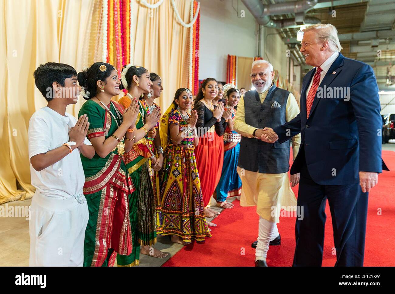President Donald Trump and Prime Minister Narendra Modi of India meet a ...