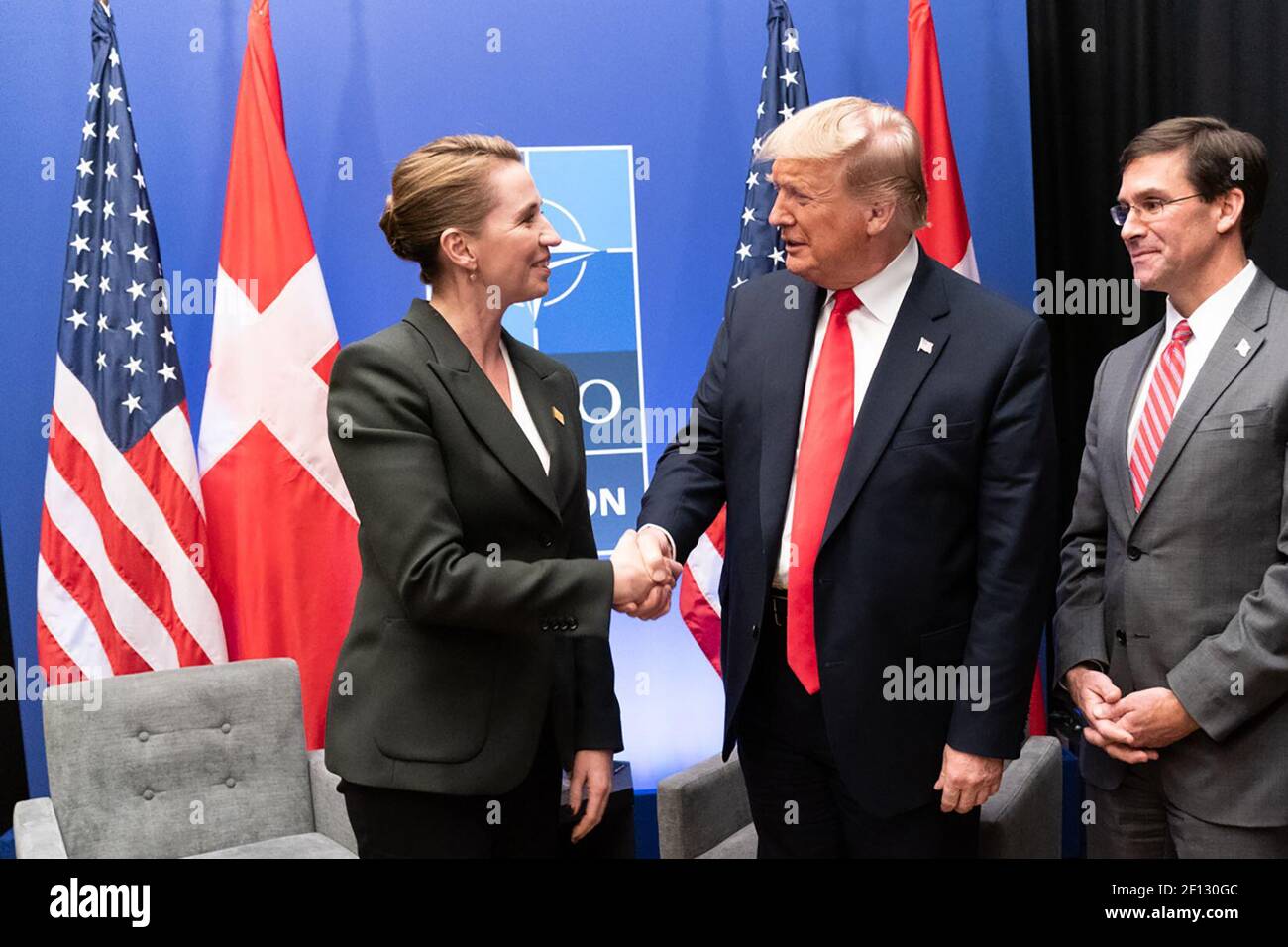 President Donald Trump participates in a pull-aside meeting with the ...