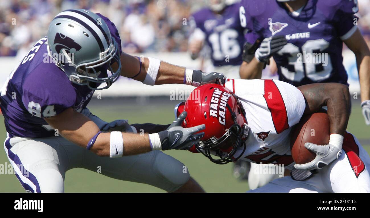 Kansas State wide receiver Matt Wykes tackles Louisiana-Lafayette wide ...