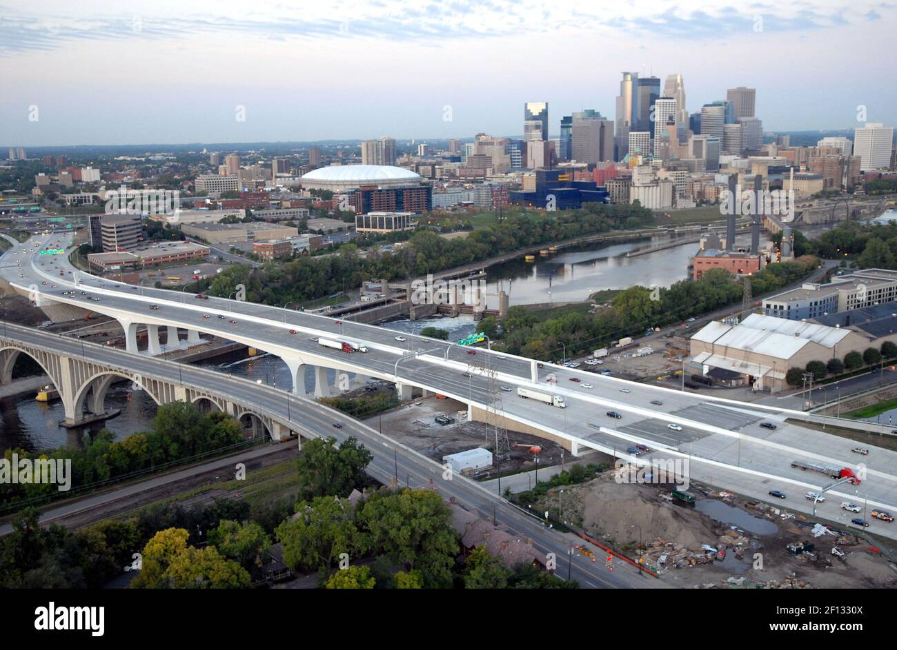 First light paints the 35W bridge on the opening day with the ...