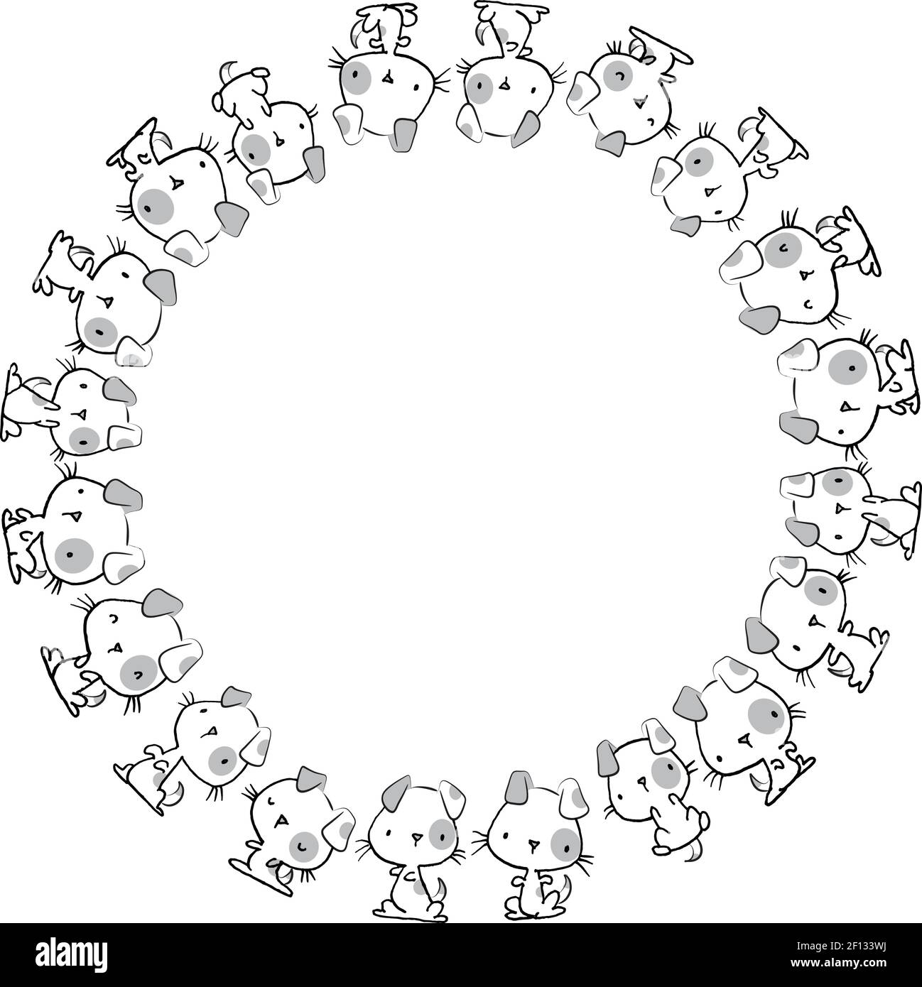 vector cartoon dog puppy Circle border background Stock Vector Image ...
