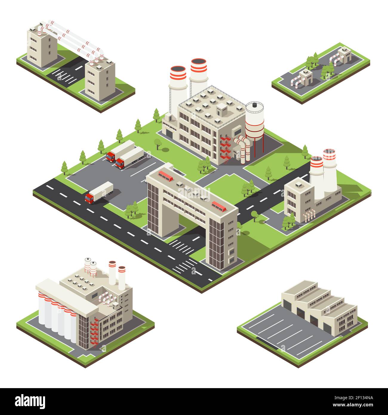 Colored and isolated square 3d factory territory isometric composition ...