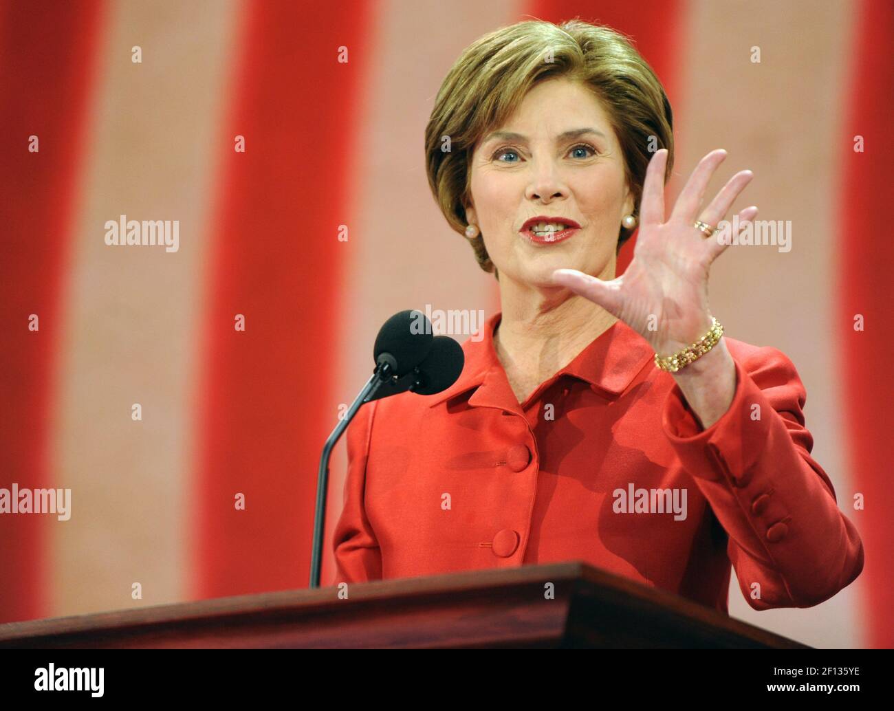 First lady Laura Bush addresses the Republican National Convention at ...