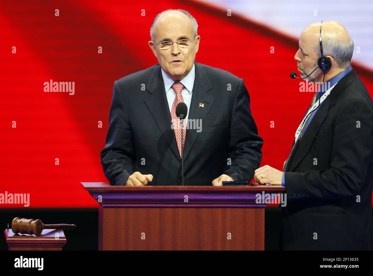 Former New York Mayor Rudy Giuliani does a sound check for his upcoming ...