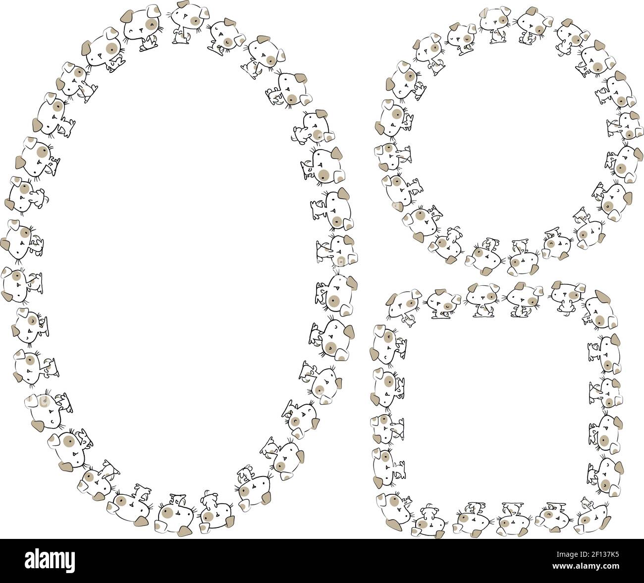 vector cartoon dog puppy border background set Stock Vector Image & Art ...