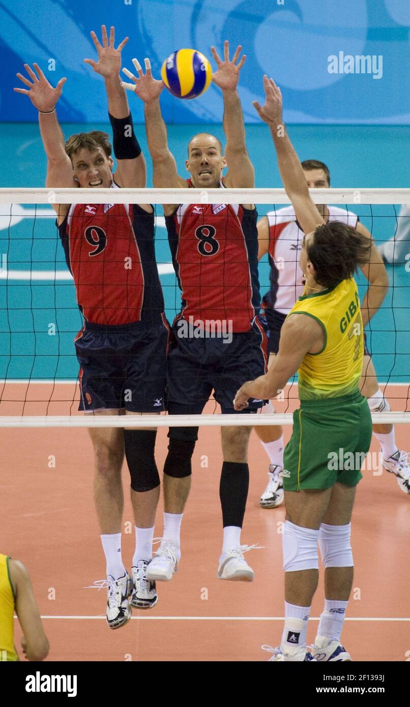 Ryan Millar and William Priddy of the United States block Gilberto ...
