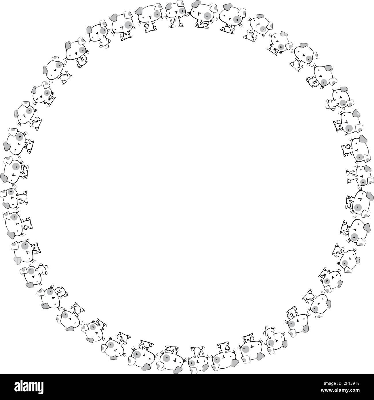 vector cartoon dog puppy Circle border background Stock Vector Image ...