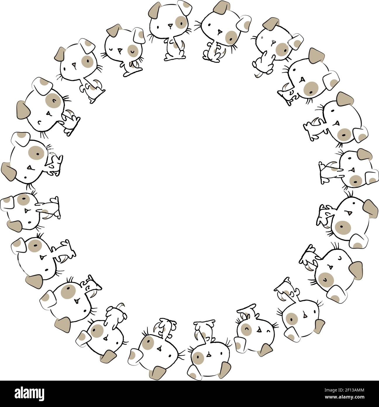 vector cartoon dog puppy Circle border background Stock Vector Image ...