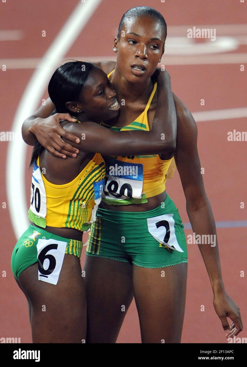 Shericka Williams, left, and Rosemarie Whyte of Jamaica celebrate ...