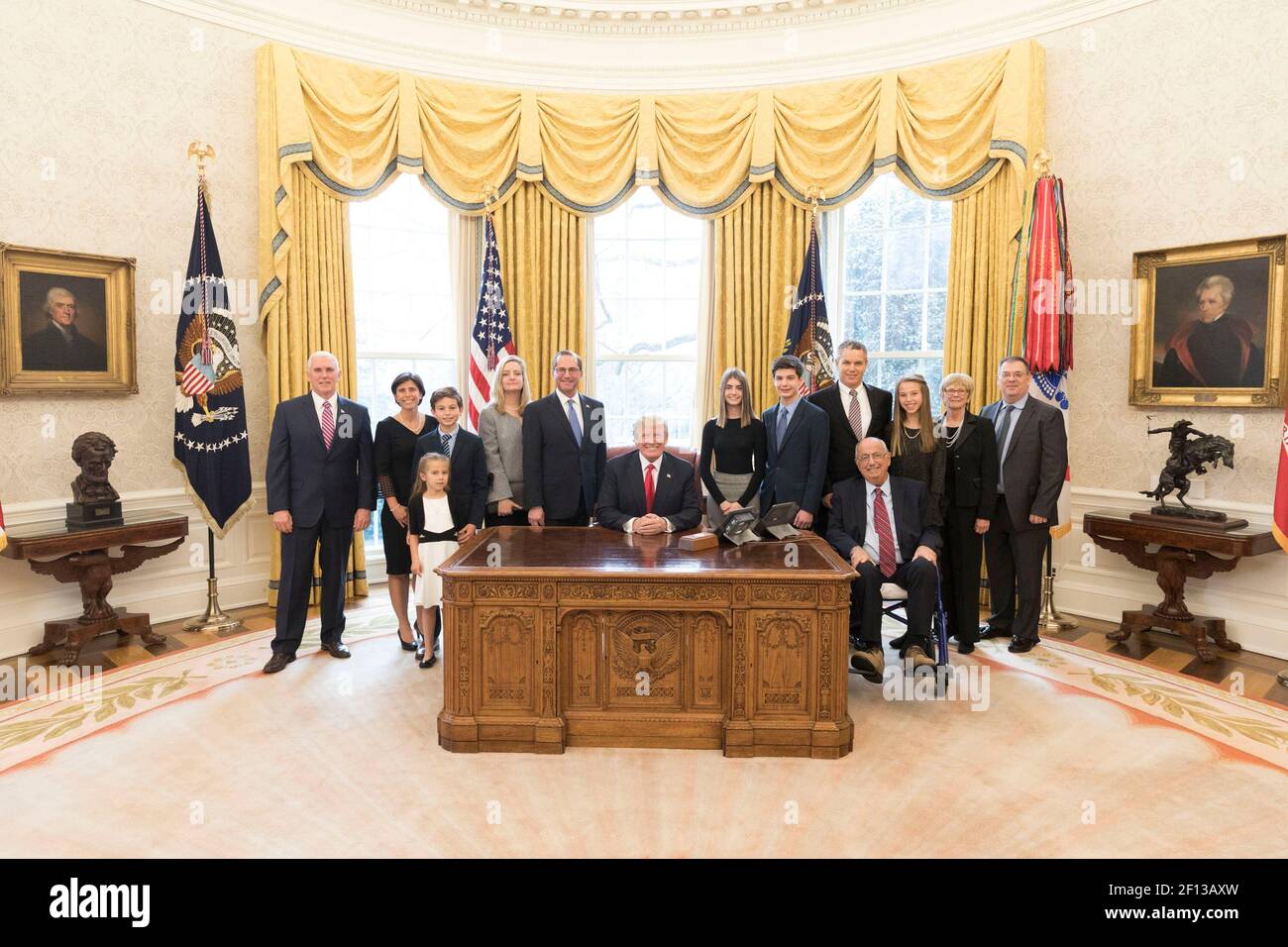 President Donald Trump and Vice President Mike Pence with newly sworn ...