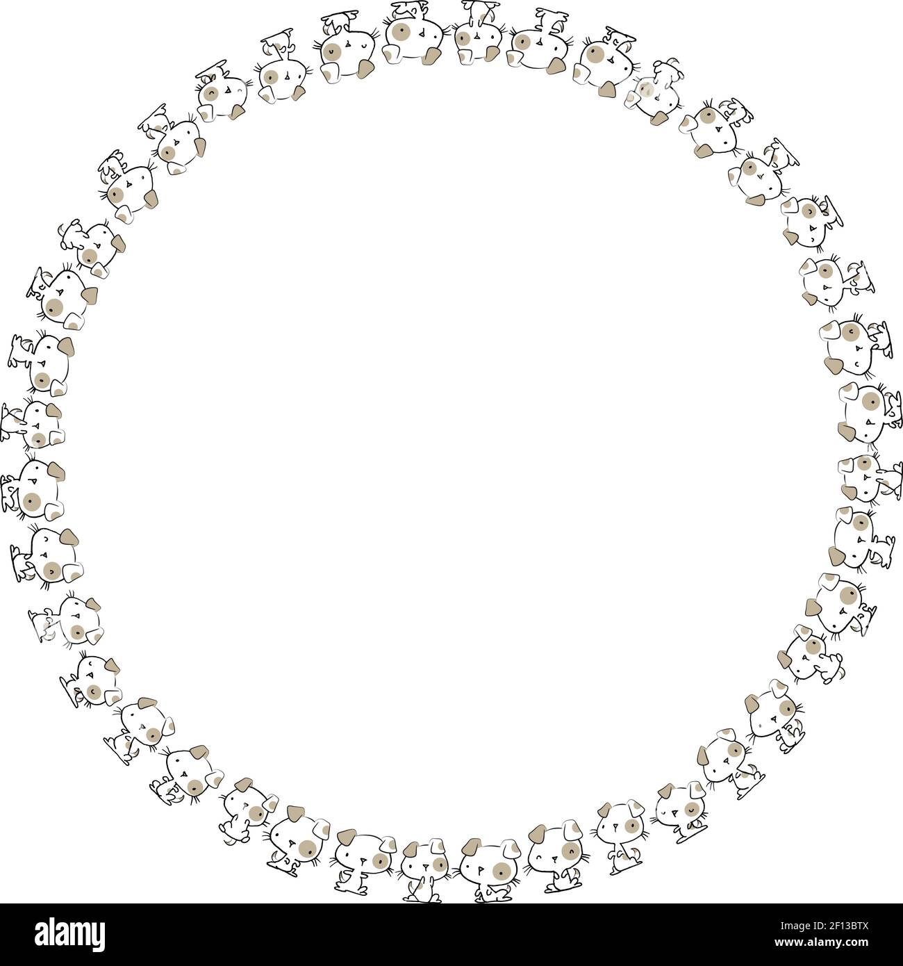 vector cartoon dog puppy Circle border background Stock Vector Image ...