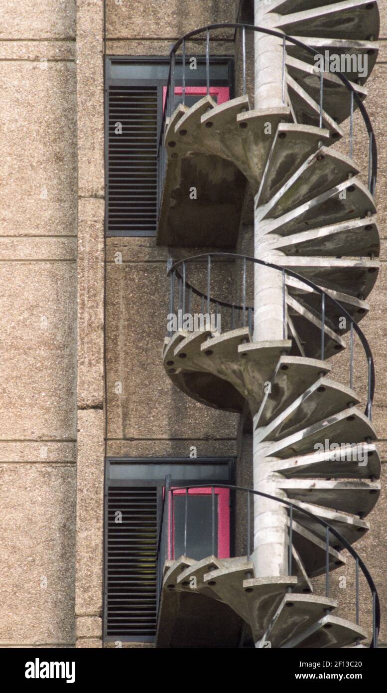 Round exterior staircase, fire exit, fire escape Stock Photo - Alamy