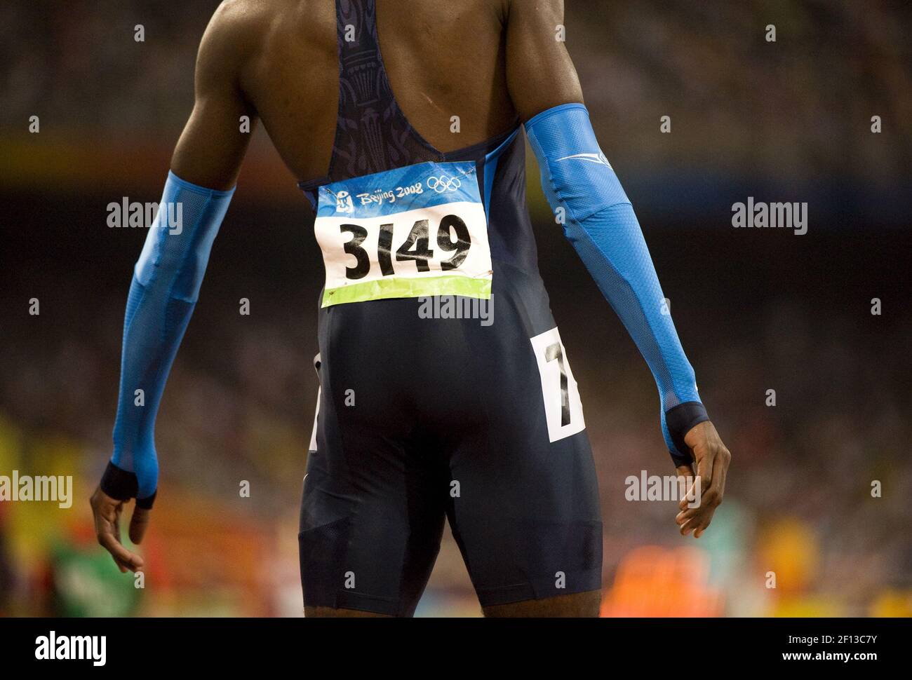 Kerron Clement of the Unites States gets ready for the start of the Men ...