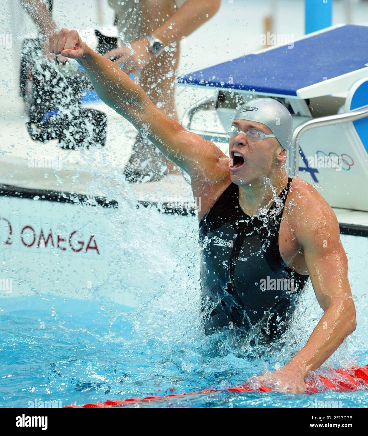 Cesar Cielo Filho of Brazil celebrates gold in the 50-meter freestyle ...