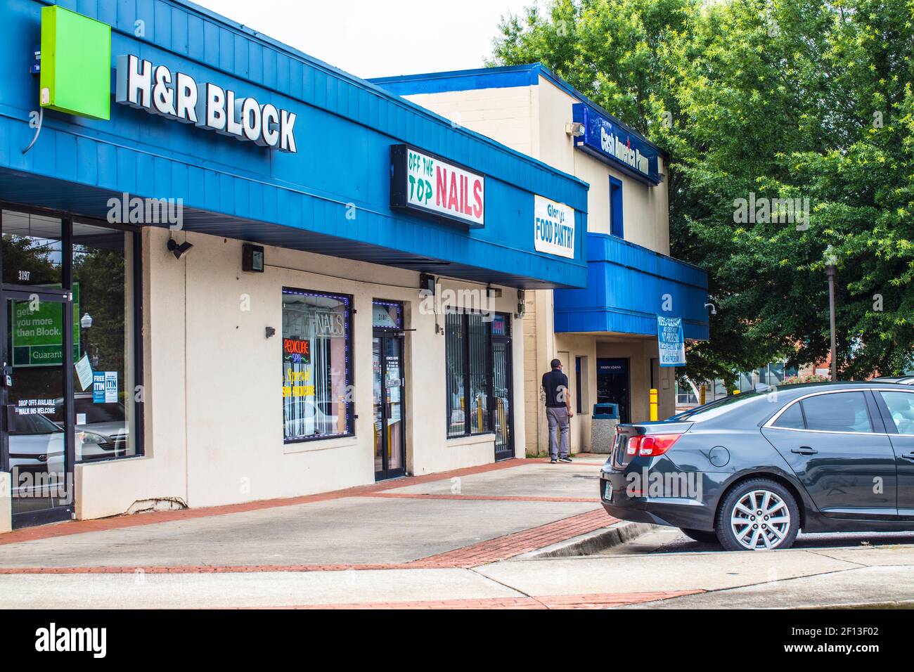 Decatur, Ga / USA - 07 07 20: View of a man in a black shirt in an ...