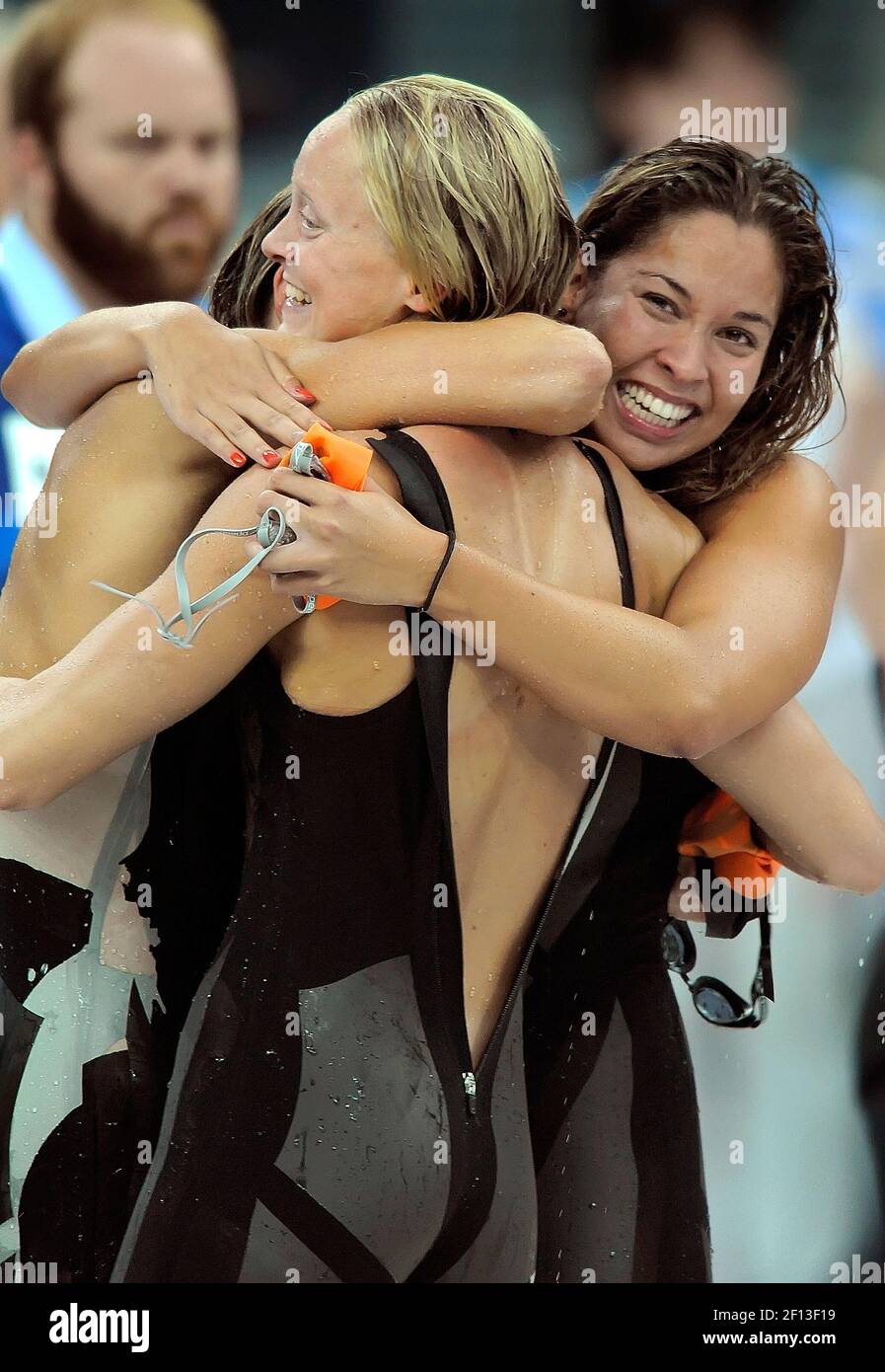 The relay team from the Netherlands celebrates a gold medal in the ...