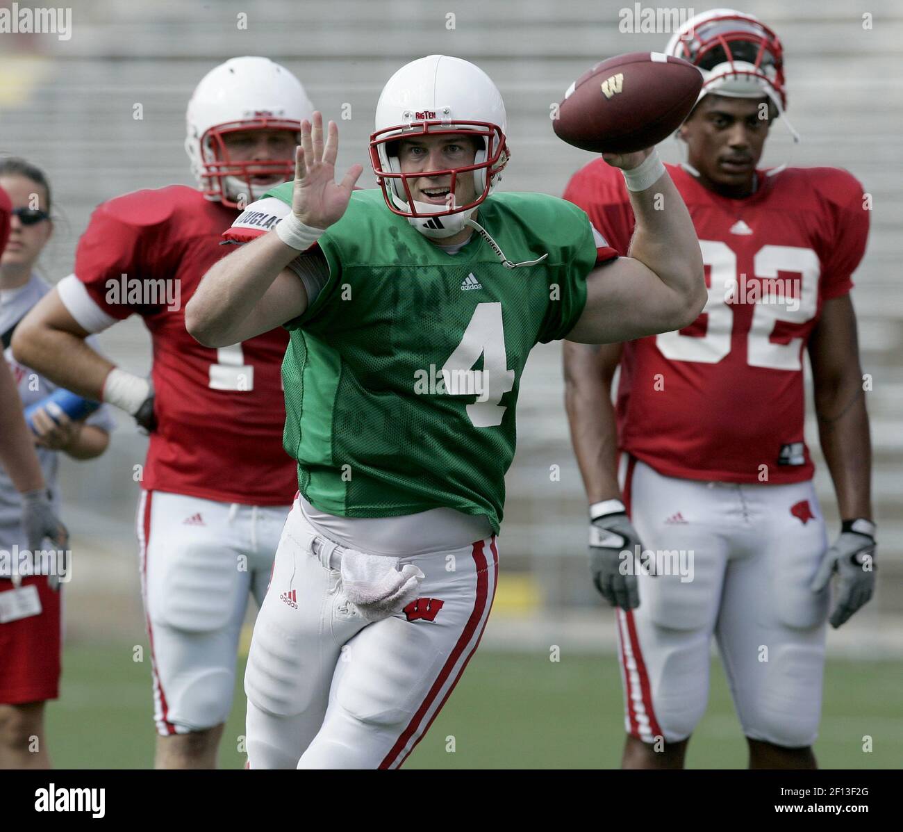 University of Wisconsin quarterback Allan Evridge looks to throw during ...