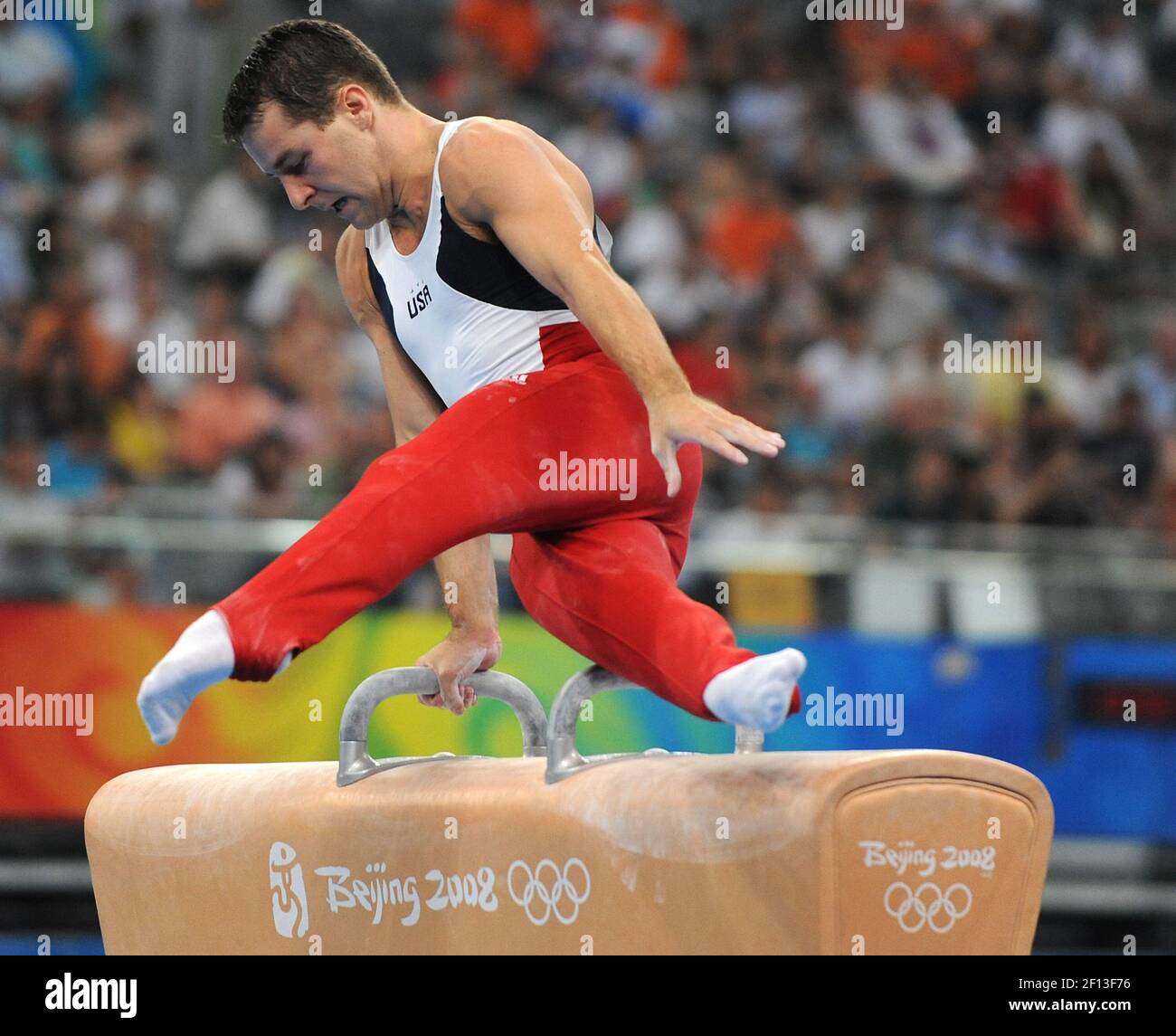 Joey Hagerty of the United State competes on the pommel horse during ...