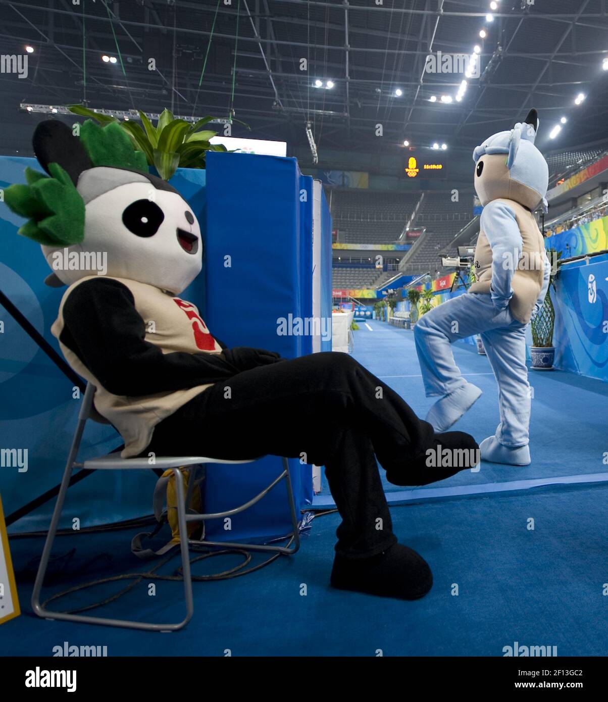 A performer dressed as Jingjing the Panda, one of the Olympic mascots ...