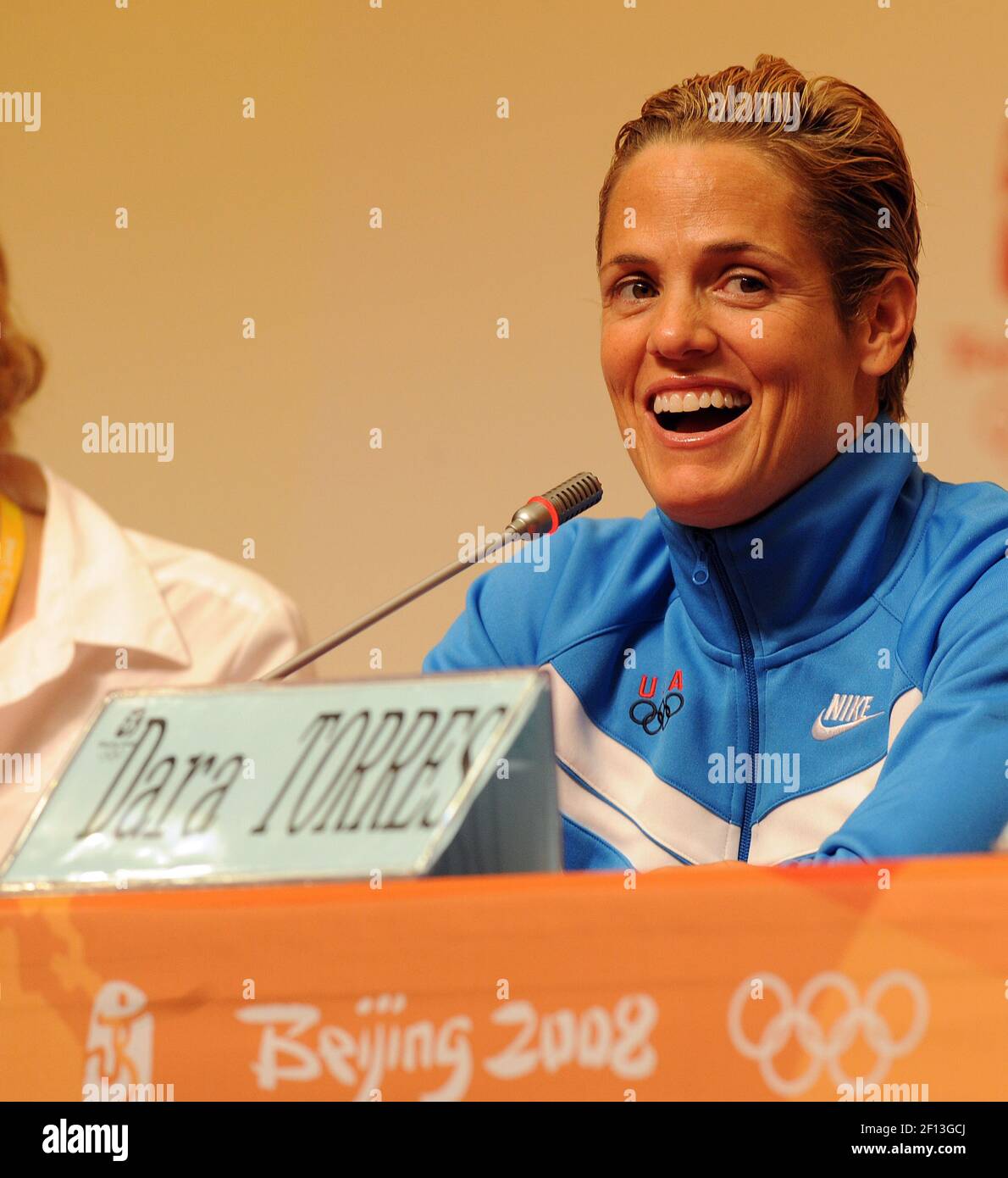 U.S. Olympic swimmer Dara Torres speaks during a news conference in ...
