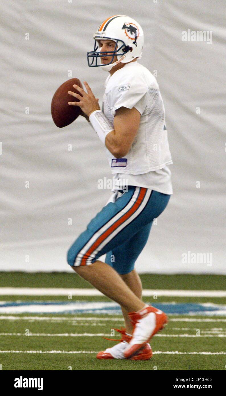 Miami Dolphins quarterback Josh McCown readies to pass during practice ...