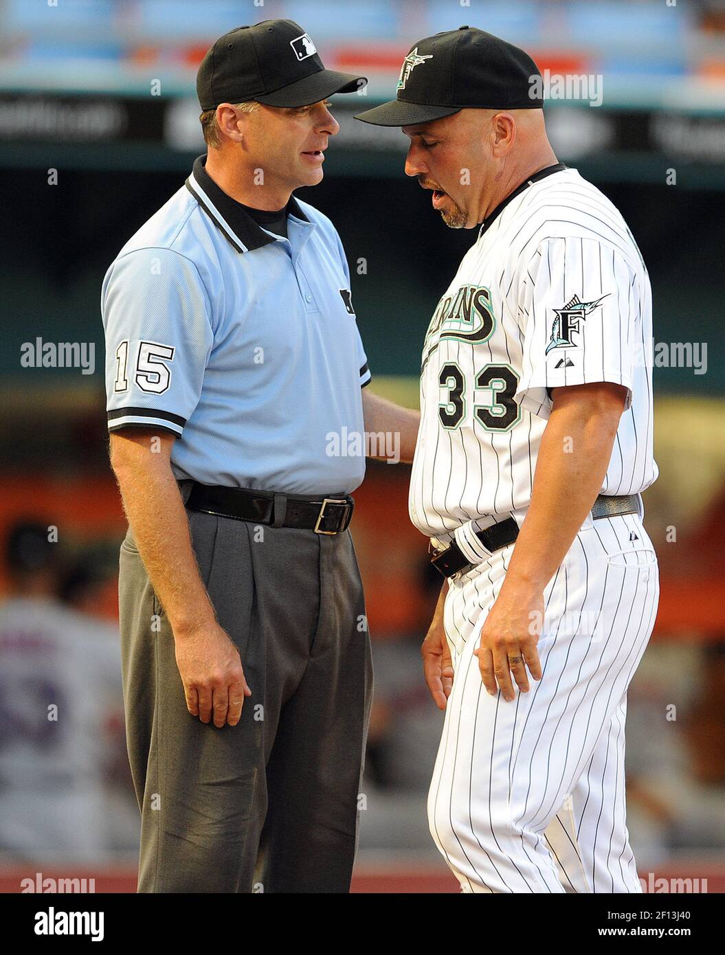 Florida Marlins manager Fredi Gonazalez argues with home plate umpire ...