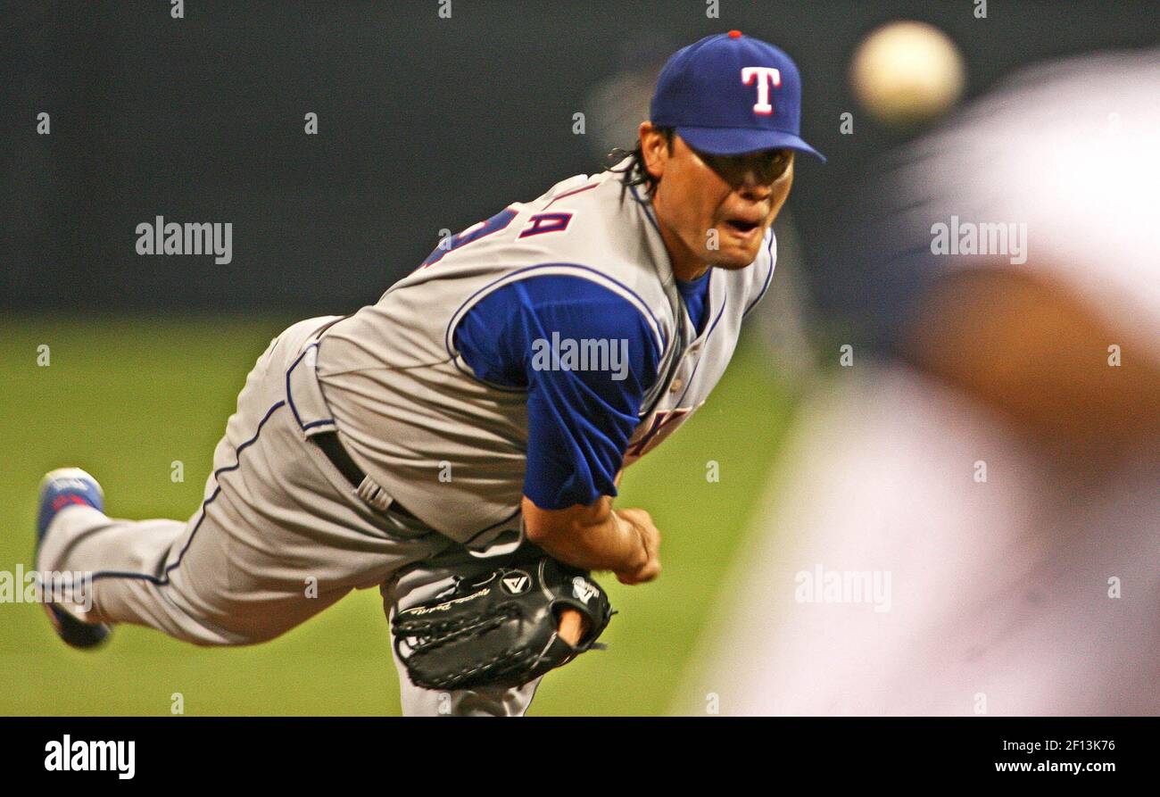 Texas Rangers starter Vicente Padilla pitches against the Minnesota ...