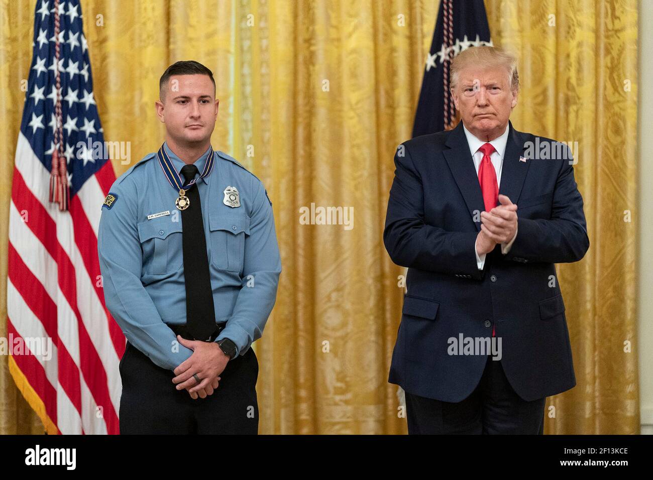 President Donald Trump presents the Medal of Valor to Officer Jeremy ...