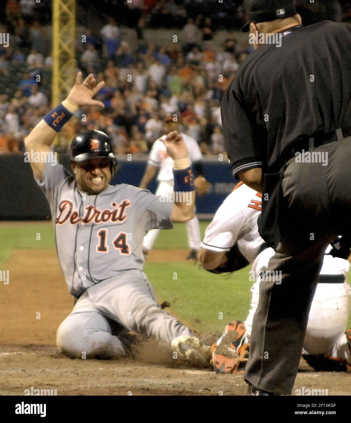 Detroit Tigers Placido Polanco appears to have his foot across the ...