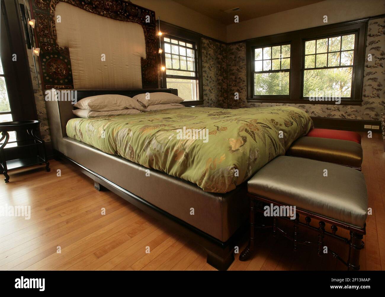The custom platform bed is showcased in the home of John and Valarie ...