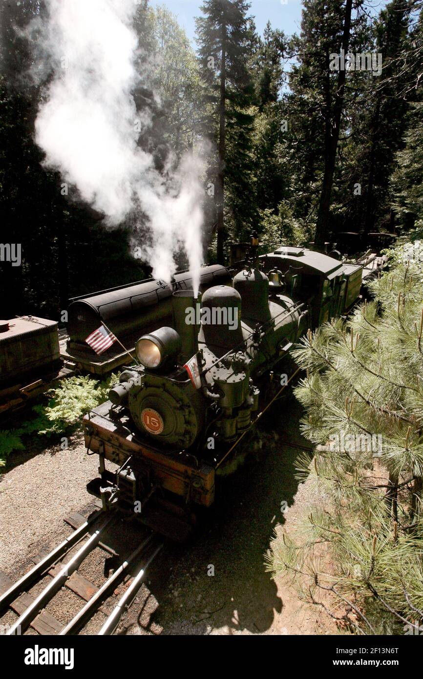 Steam releases from the old No. 15 Shay logging steam engine as it ...