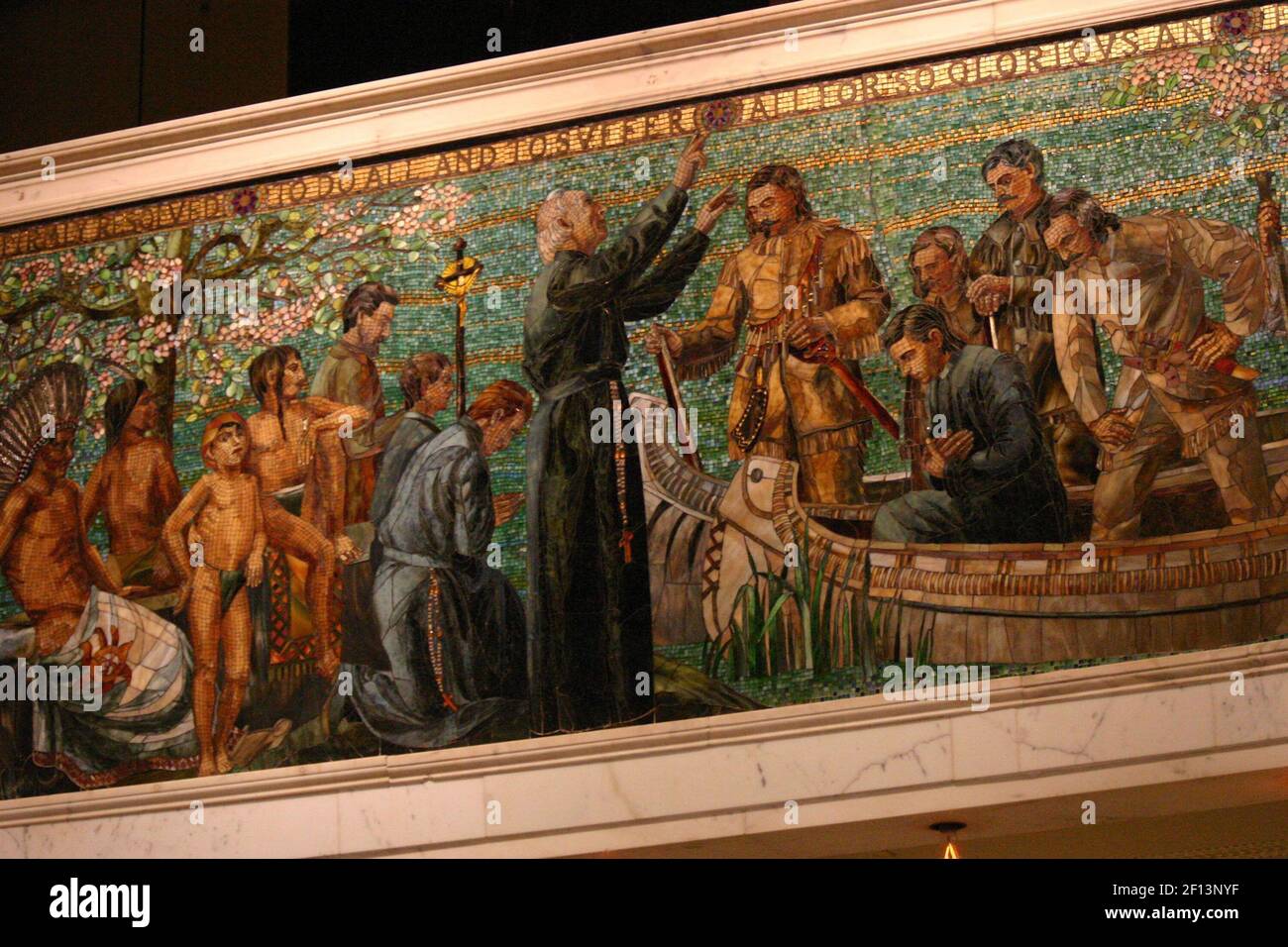 The lobby of the Marquette Building is decorated with mosaic panels ...