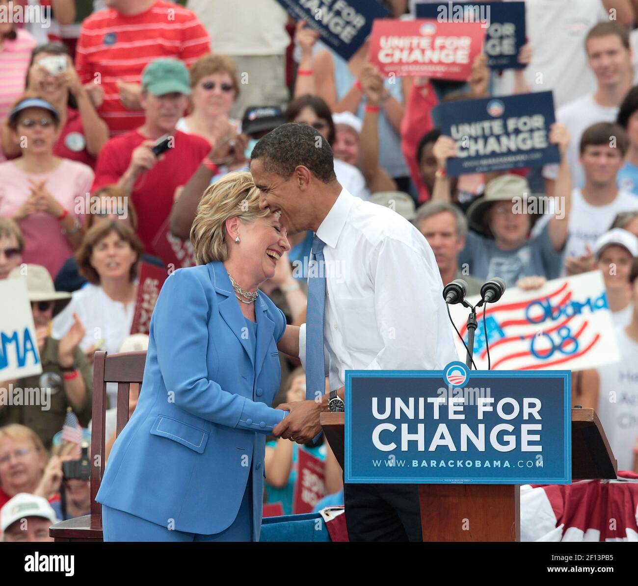 Democratic presidential nominee Sen. Barack Obama and Hillary Clinton ...