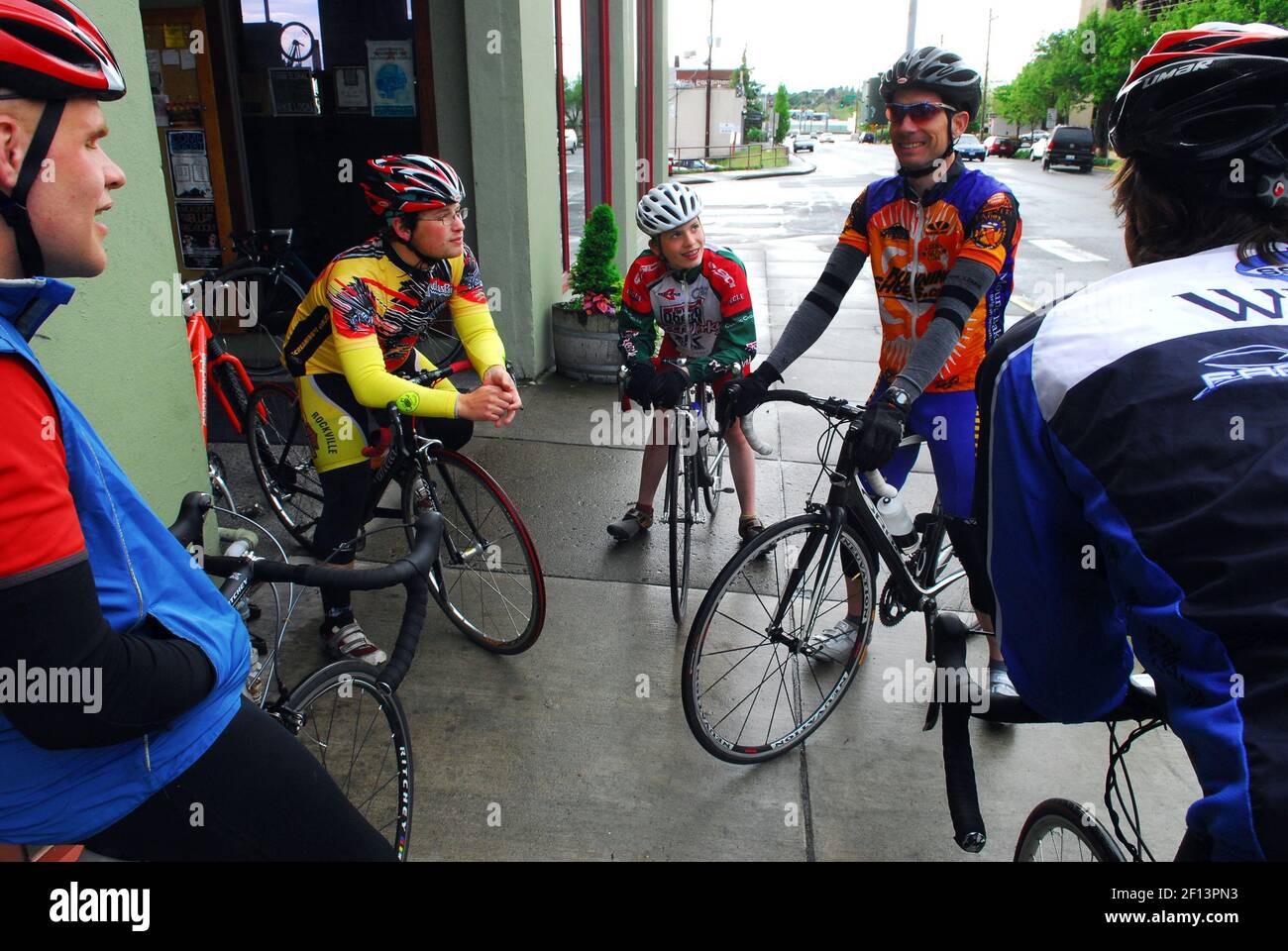 Austin Clevenger, 13, center, waits with, from left, David Dean, Forest ...
