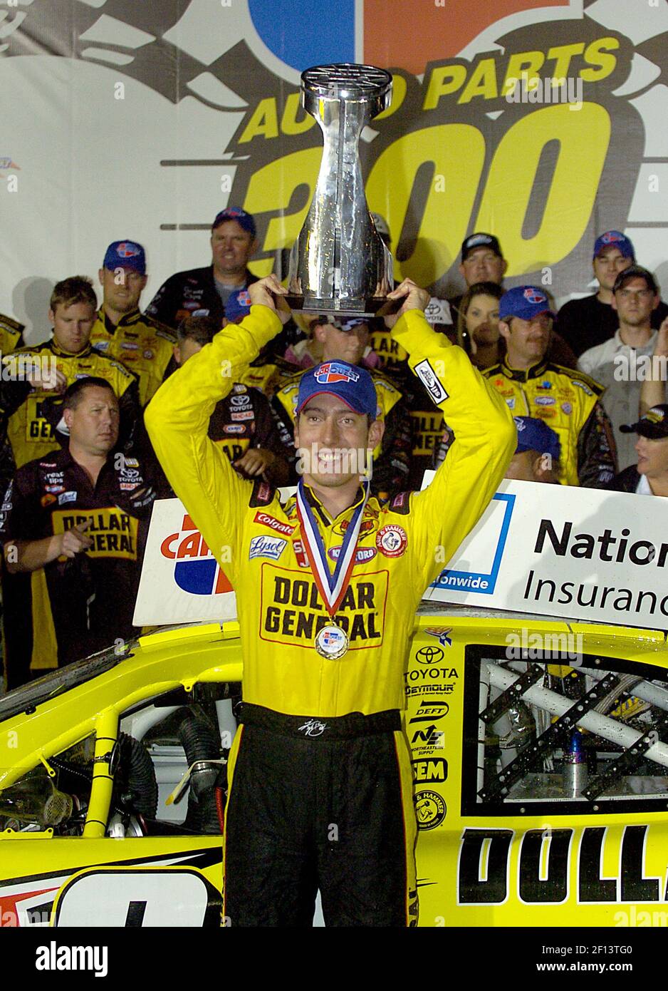 Kyle Busch celebrates his win in the NASCAR Nationwide Series Carquest ...