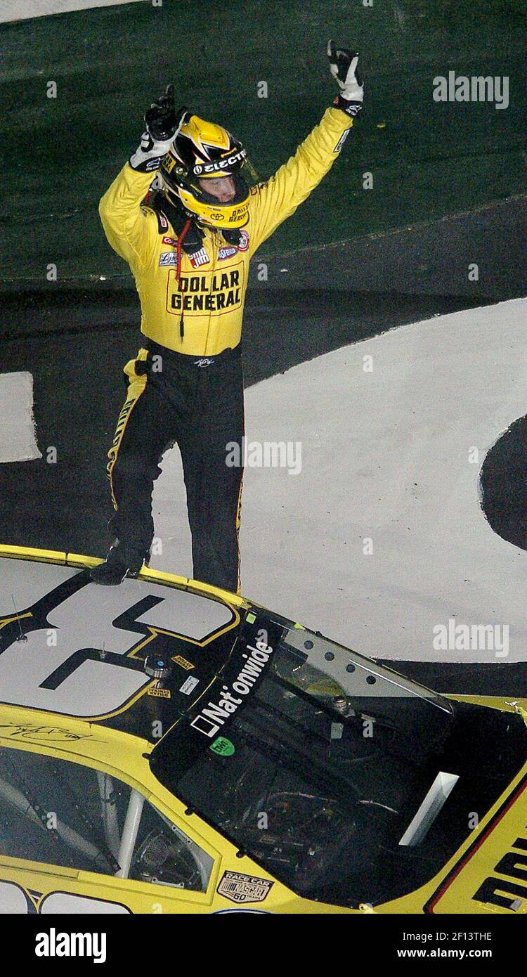 Kyle Busch celebrates his win in the NASCAR Nationwide Series Carquest ...