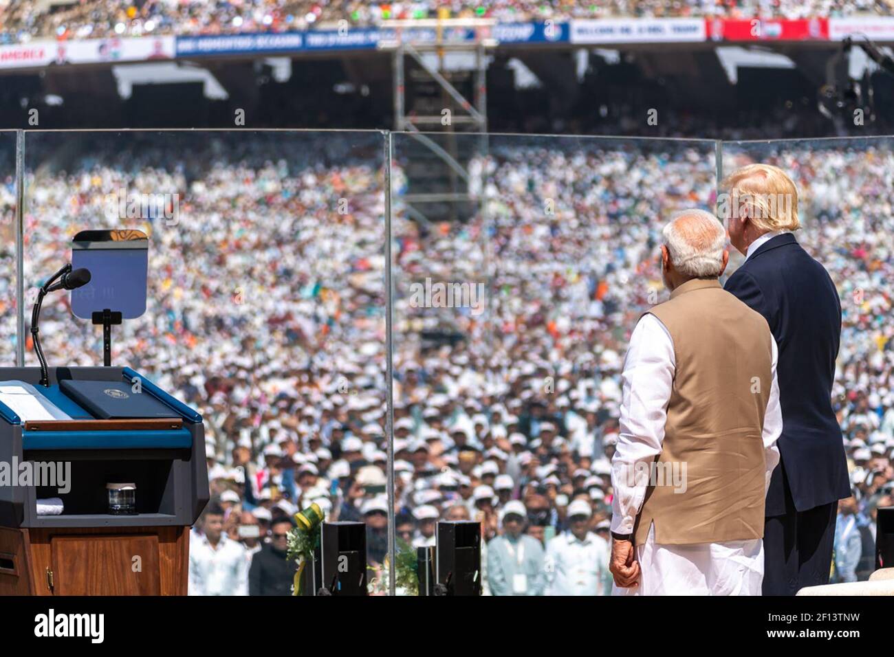 President Donald Trump and Indian Prime Minister Narendra Modi stand ...