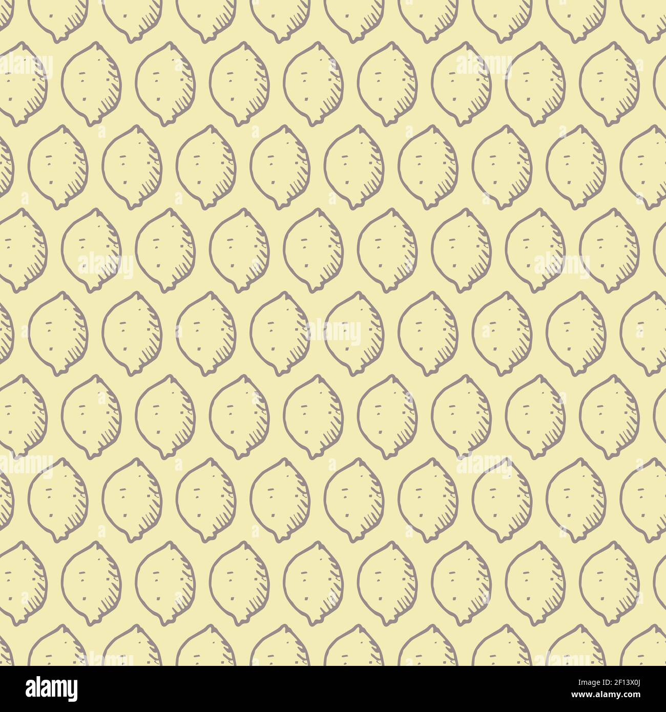 Vector yellow simple lemon doodle repeating background pattern ...