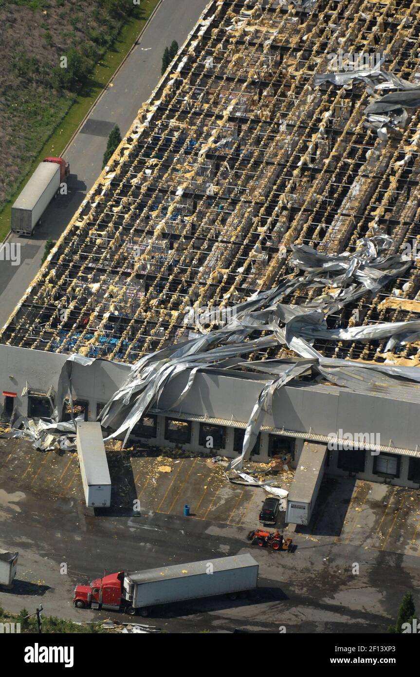 The roof of Baxter-Harriss Chemtura in Belmont, North Carolina, was ...