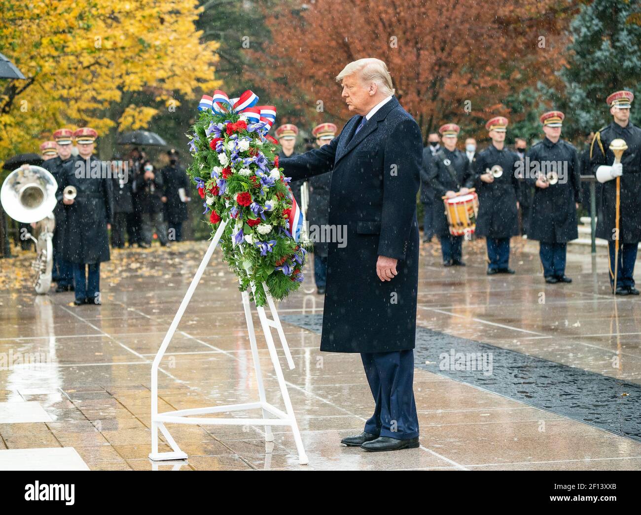 President Donald Trump places a wreath at The Tomb of The Unknown ...