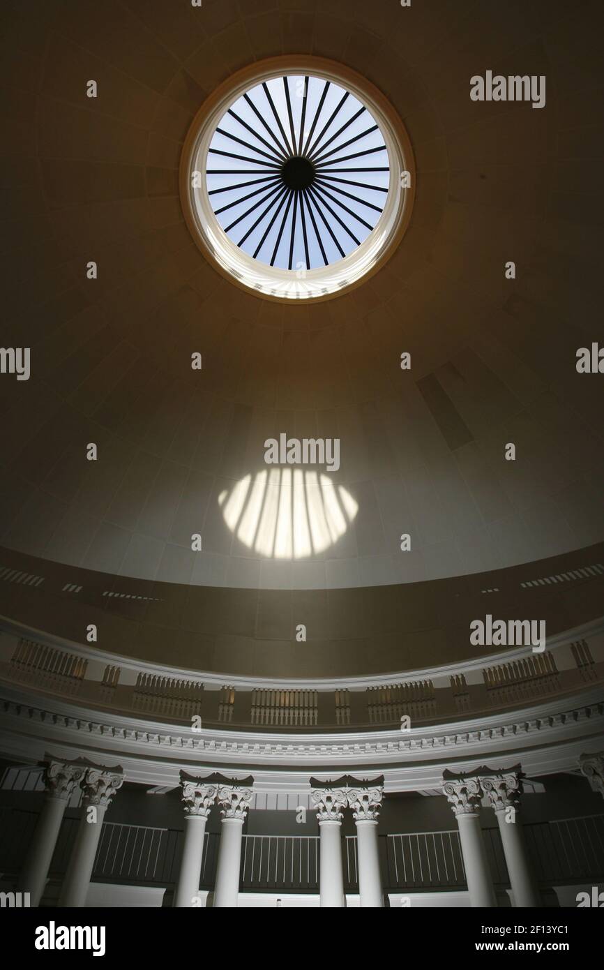 An interior view of the dome inside the Thomas Jefferson Rotunda is ...